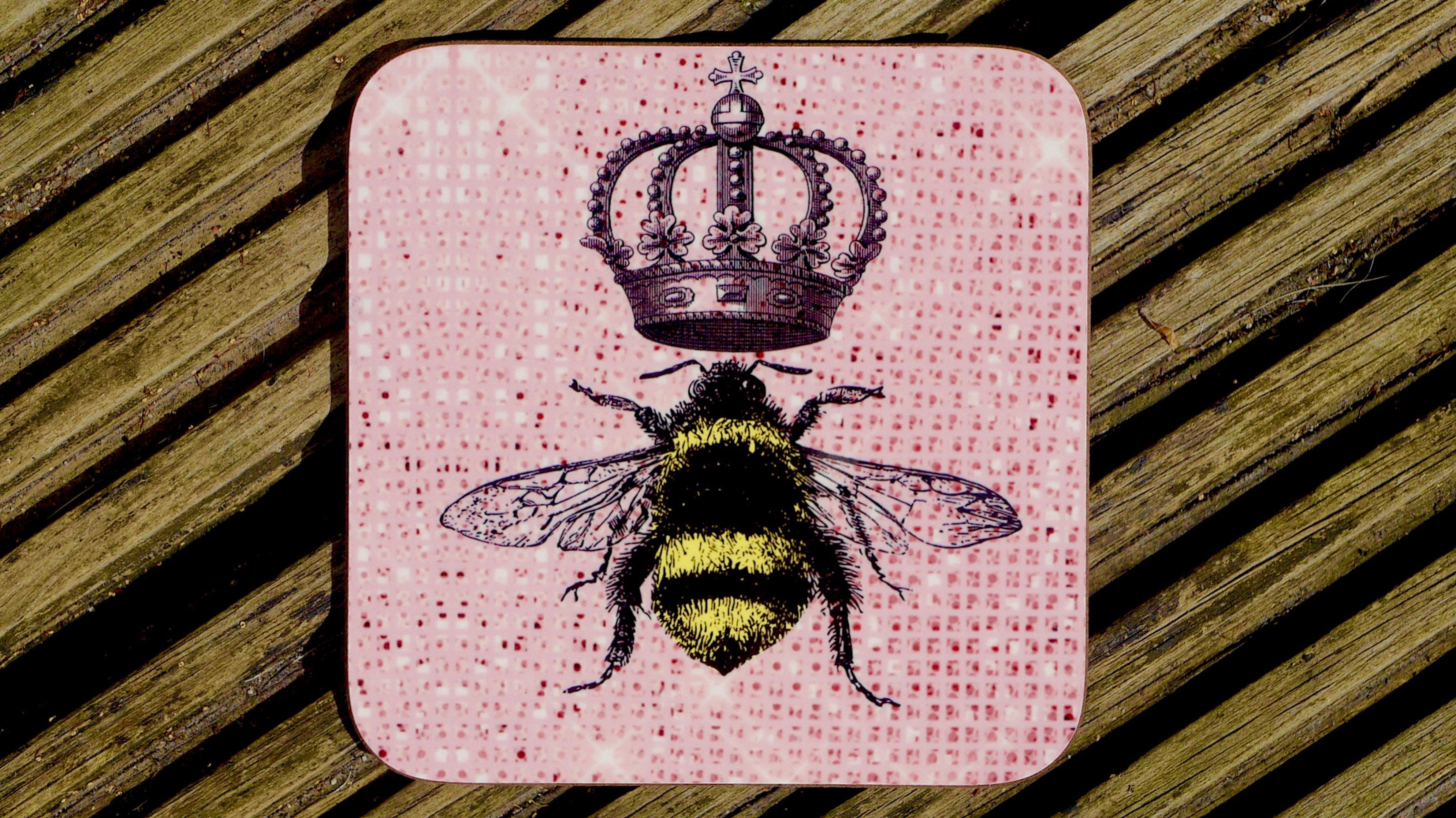 Queen Bee Pink Sparkle Coaster - Bee Collection – Kitsch Republic